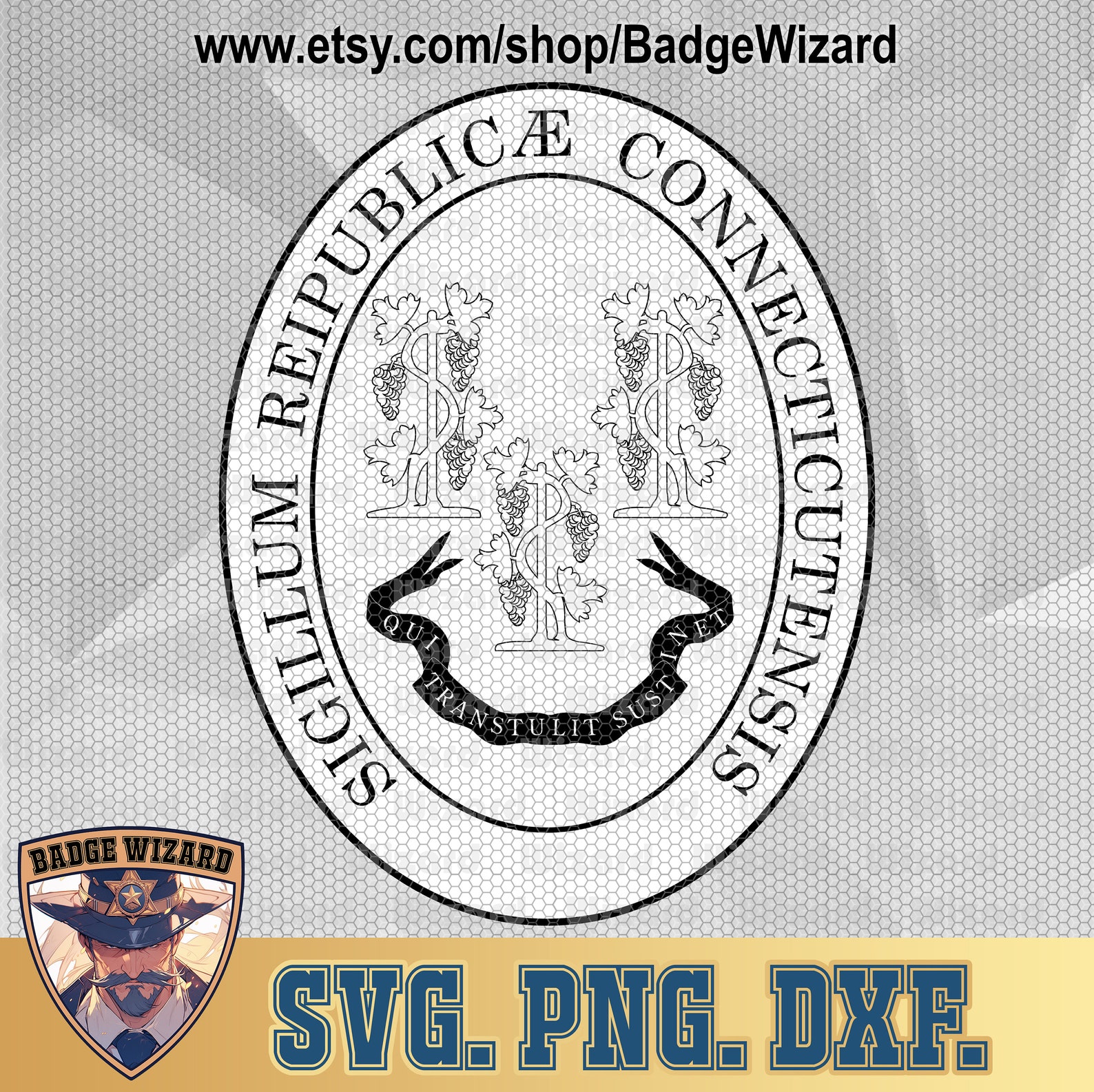 Connecticut State Seal SVG , Connecticut State Seal Cricut, Connecticut ...