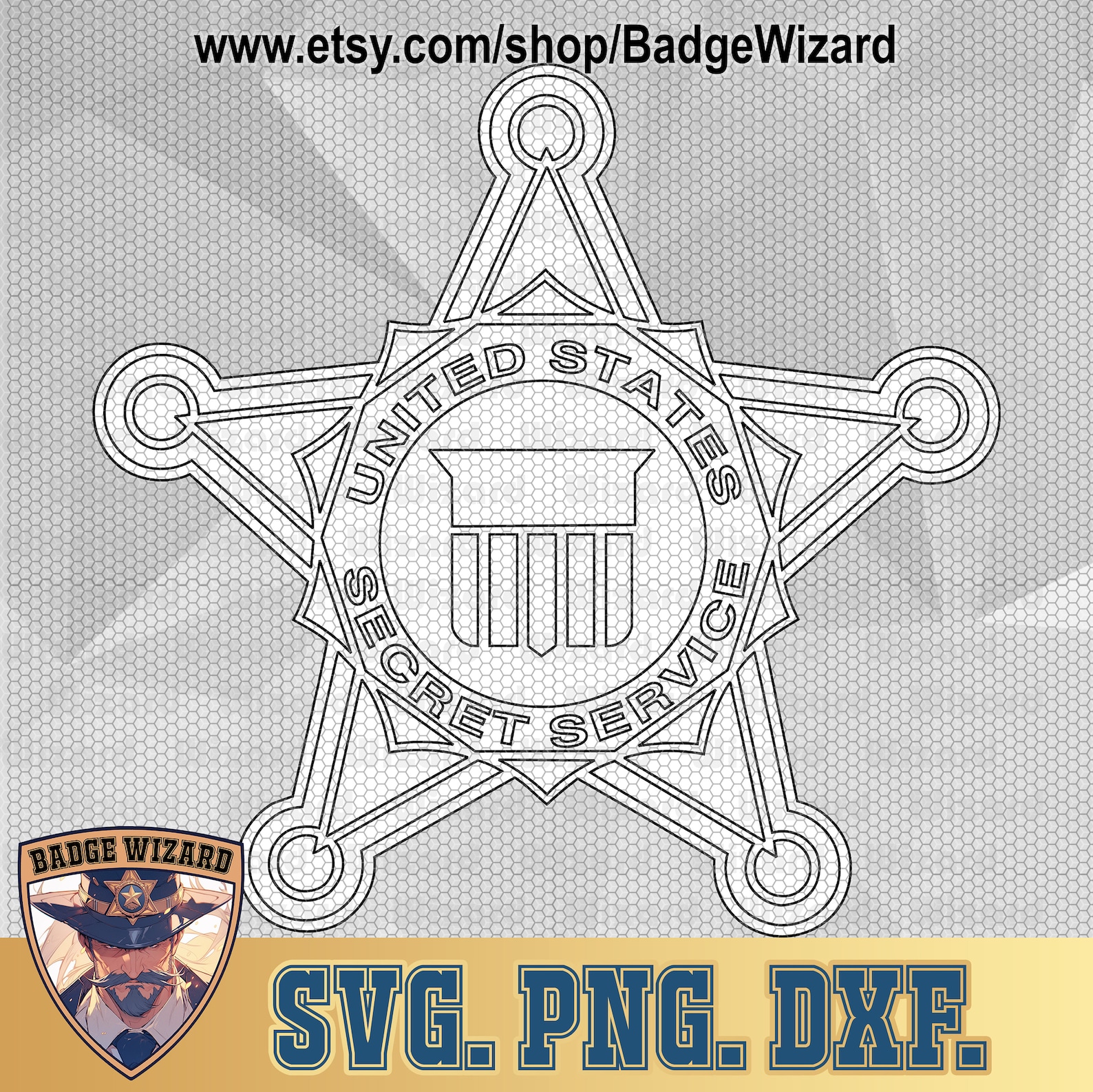 US Secret Service Badge SVG, United States Secret Service Agent Star ...