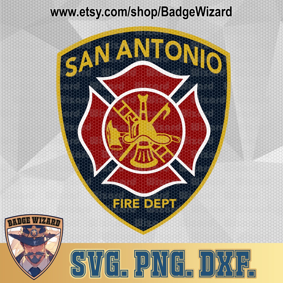 Colorized San Antonio Fire Department Badge SVG, PNG, Dxf, Cricut Ready ...