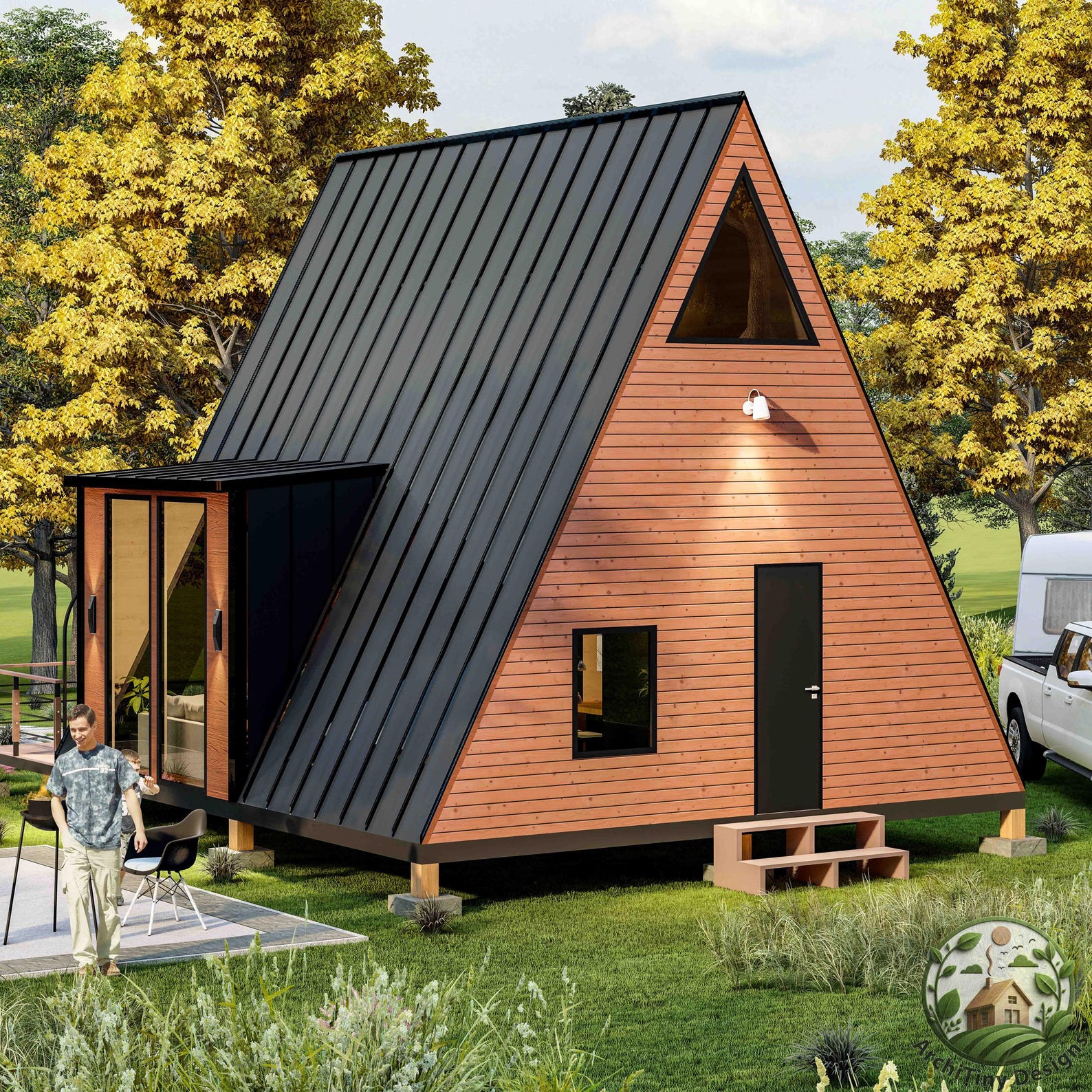 A-frame House Plan: Tiny House Plans, Modern Cabin & Cottage Blueprints ...