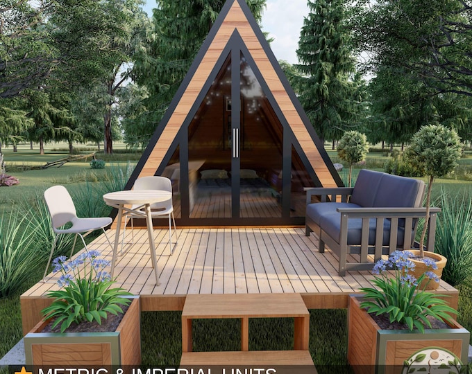 DIY A-frame Cabin Plans 18x23 | Easy Build Tiny House Blueprints ...