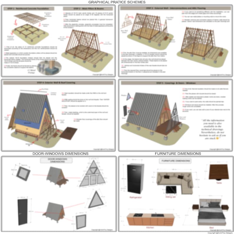 Modern A-frame Cabin House Architectural Plans 20x21, Tiny House Plan ... Modern A-frame Cabin House Architectural Plans 20x21, Tiny House Plan ...