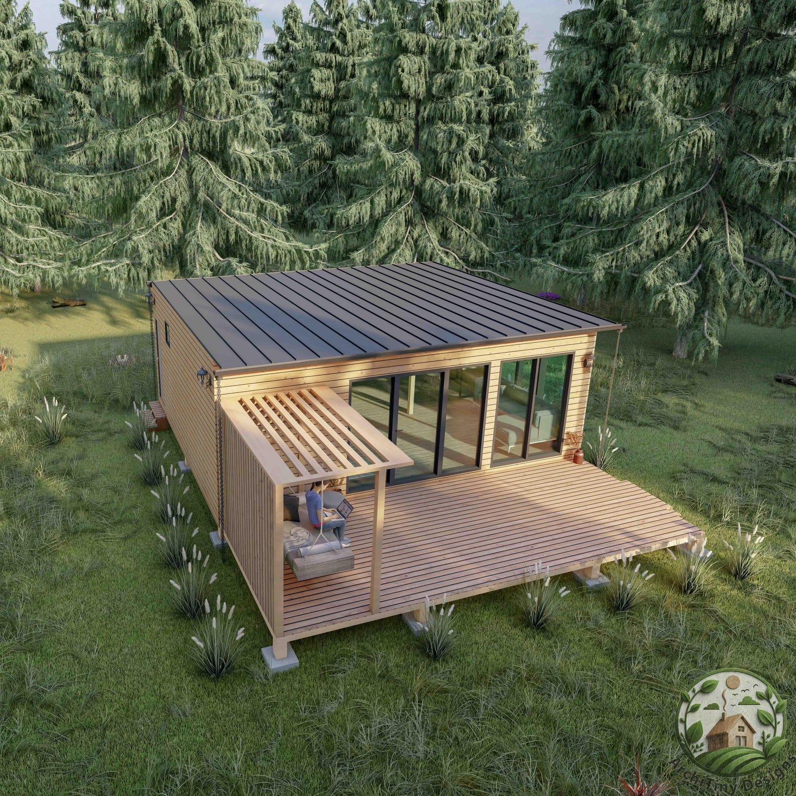 Tiny House Architectural Plans 20'x25', Modern Cabin House Plans, DIY Blueprint, Small Cabin ...