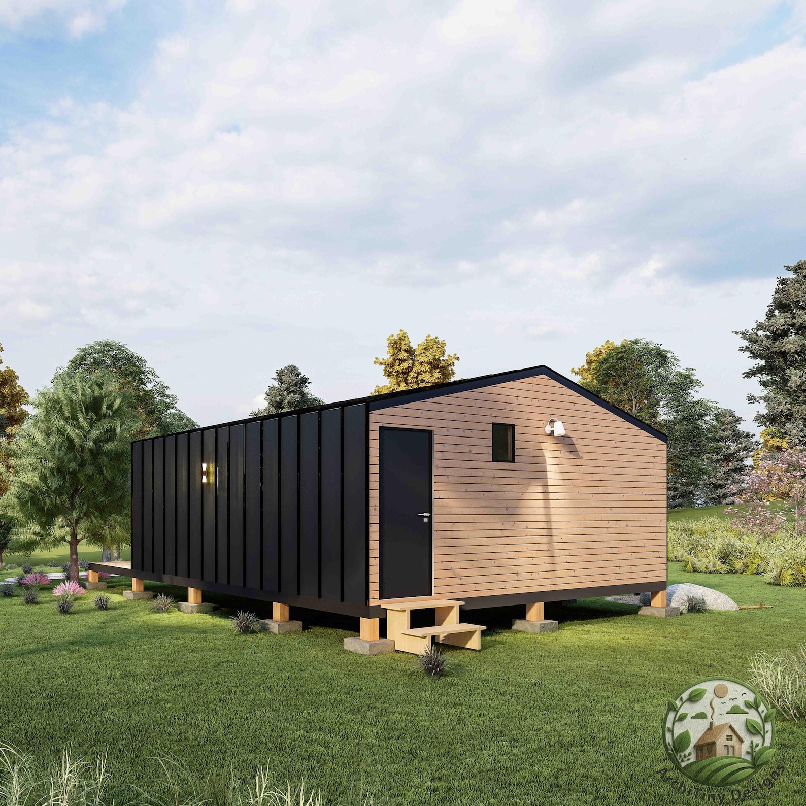 Tiny House Plans 19x20, Modern Cottage Cabin Plans ,small House ...