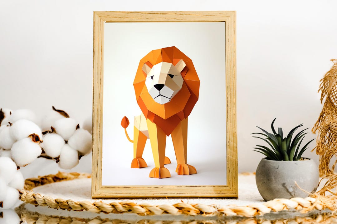 Printable Wall Art Kids Paper Lion Nursery Wall Print, Animal Nursery ...