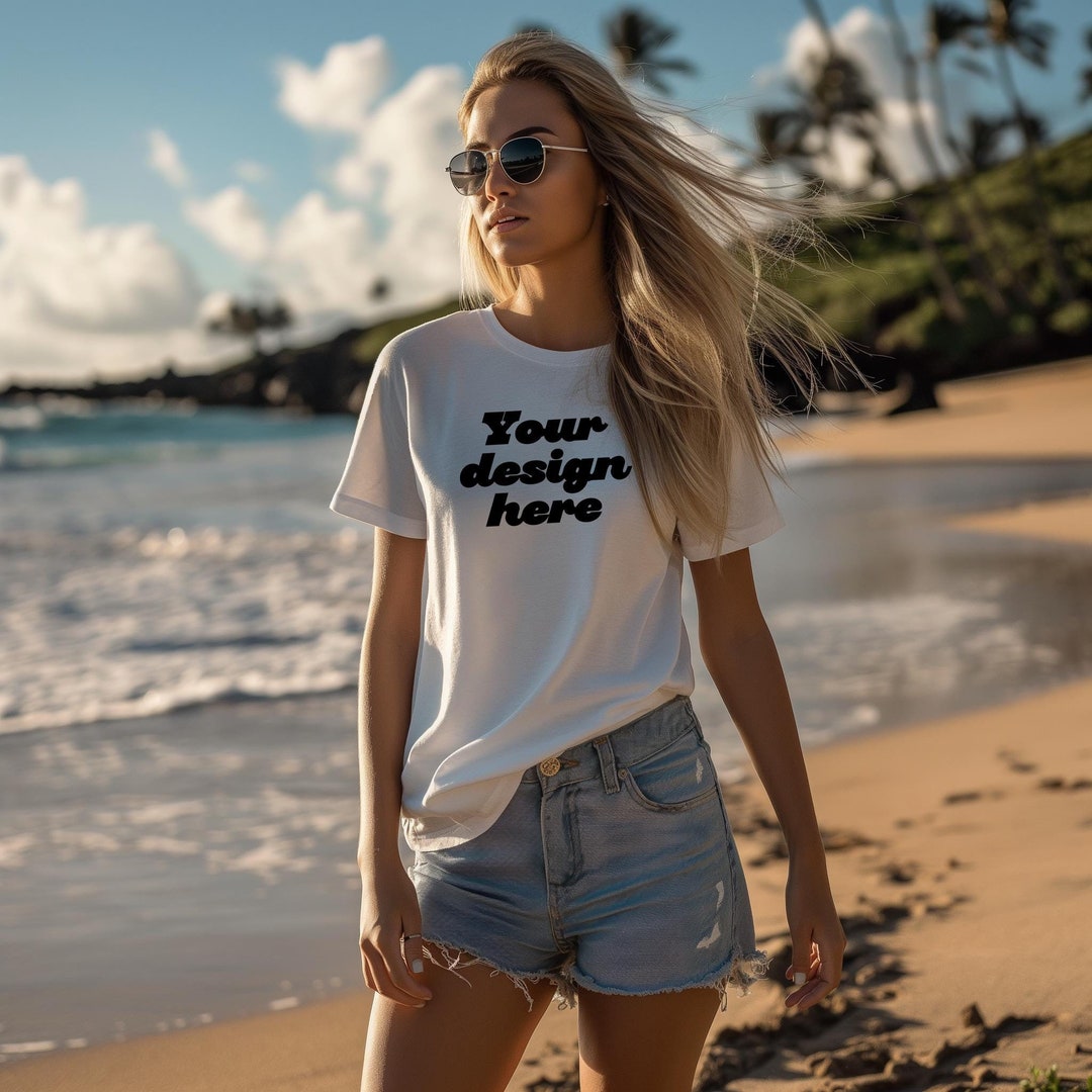 Summer Beach Tee Shirt Digital Download Mockup for T Shirt Canva and ...