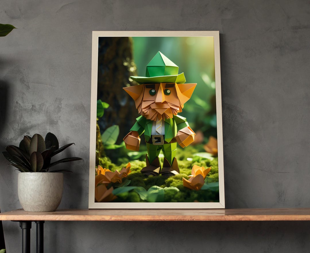 Leprechaun St. Patricks Day Poster Print Irish Decor Nursery 3D Green ...