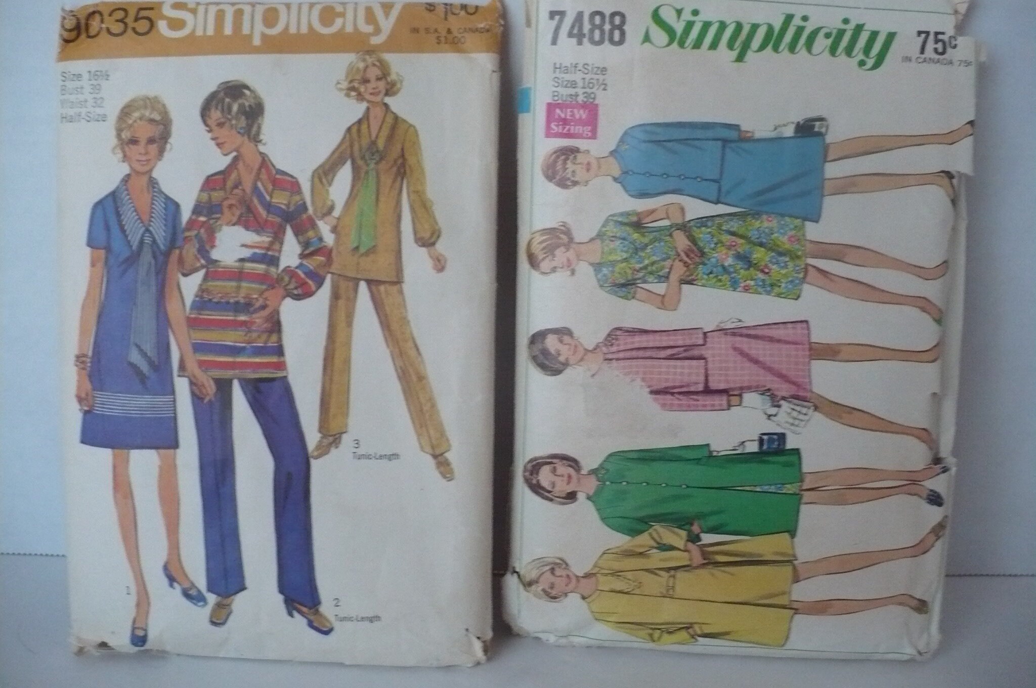 Vintage Ladies Sewing Patterns Set/2 Size 16 1/2 Simplicity - Etsy