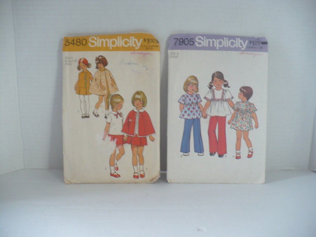 Vintage Simplicity Patterns for Girl's Size 6 Tops, Bottoms, Skirts ...