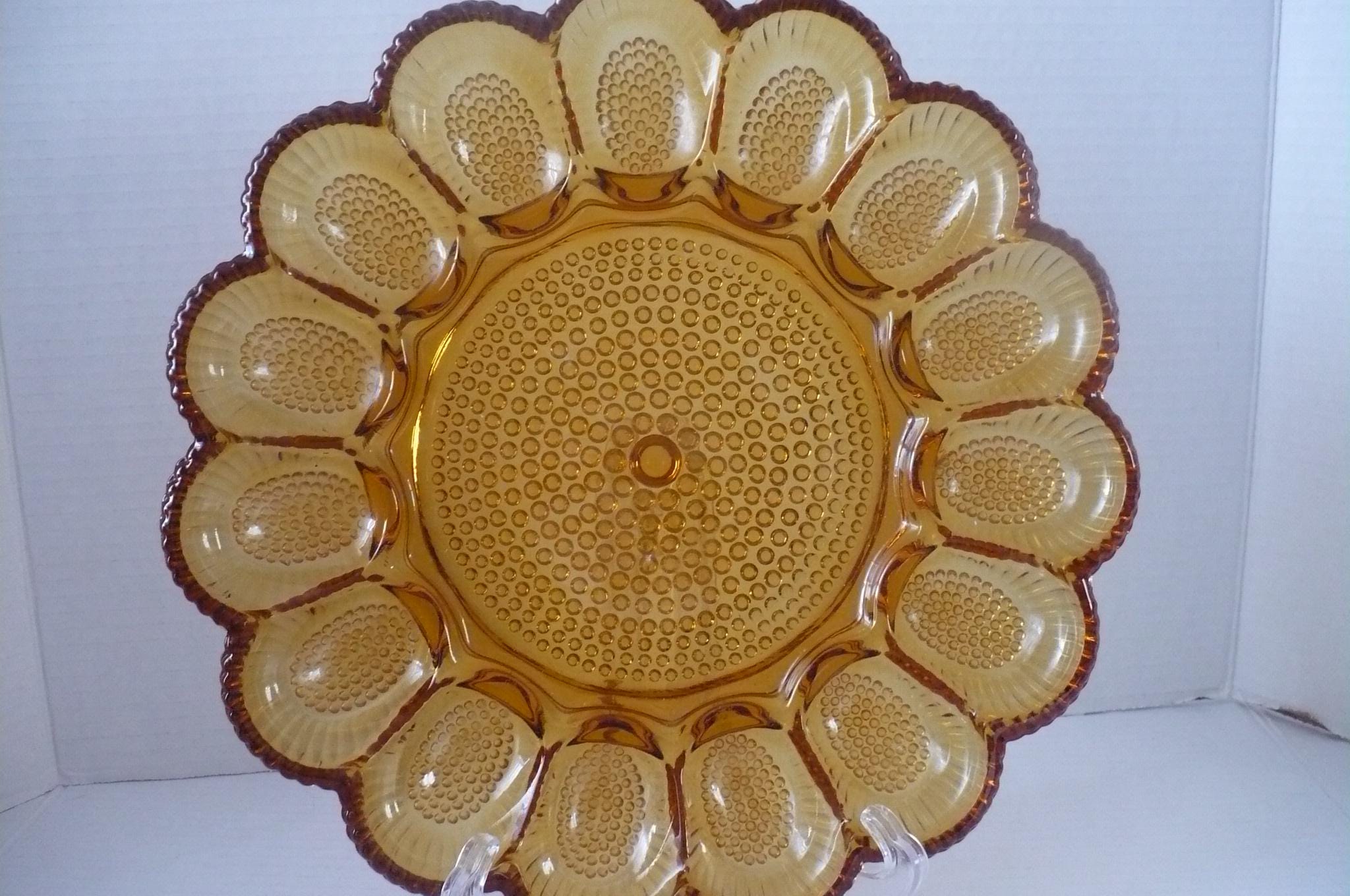 Vintage Amber Glass Deviled Egg Plate Indiana Glass - Etsy
