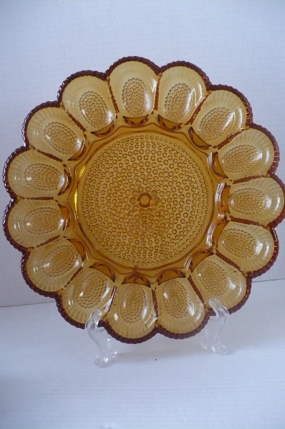Vintage Amber Glass Deviled Egg Plate Indiana Glass - Etsy