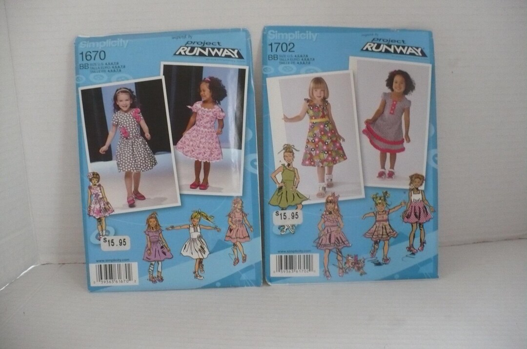 Set/2 UNCUT Simplicity "runway" Pattern for Girl's Dresses Sizes 4,5,6 ...