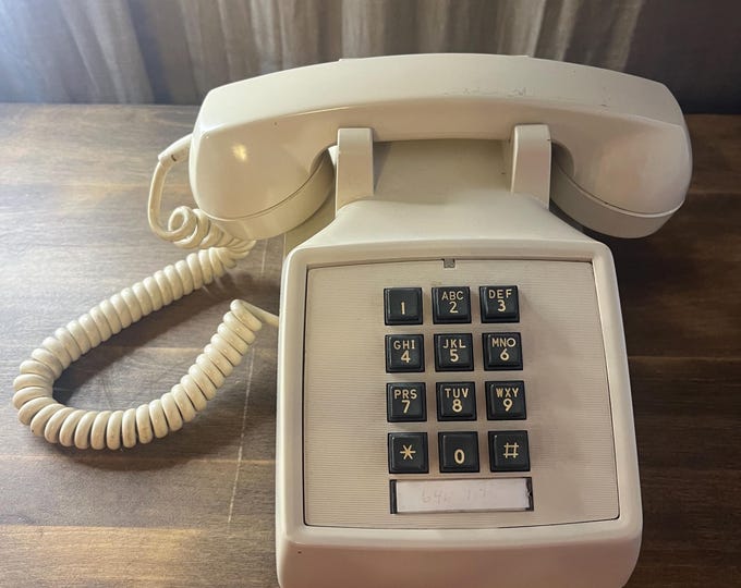 1980s Vintage Telephone, Dial Landline Phone, Vintage Phone, Beige Desk ...