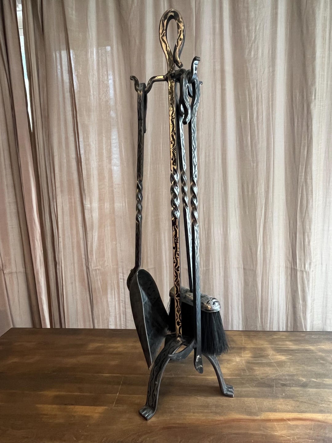 Vintage Modern Iron 4 Piece (3 X Tools) Fireplace Set, Fireplace Tools ...