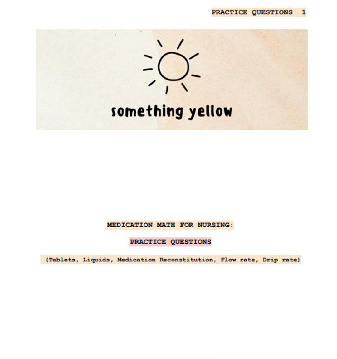 Medication Math for Nursing, Pharmacology, Medication Math Practice ...