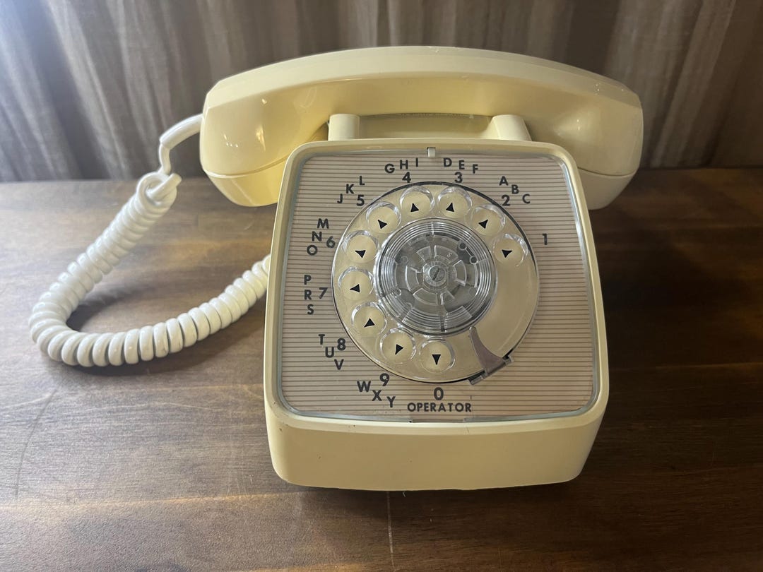 1987 GTE Rotary Telephone, Dial Landline Phone, Vintage Phone, Beige ...
