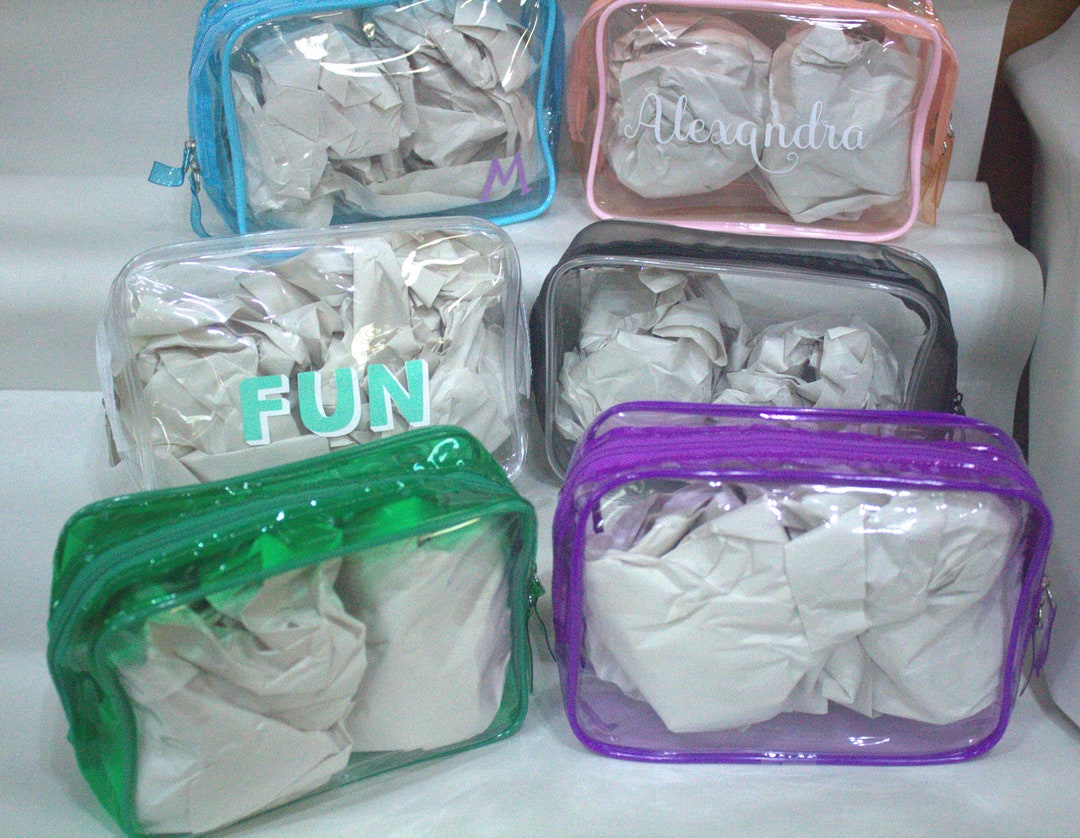 Custom Shadow Monogram See Through Bag, TSA Travel Bag, Cosmetic Bag ...