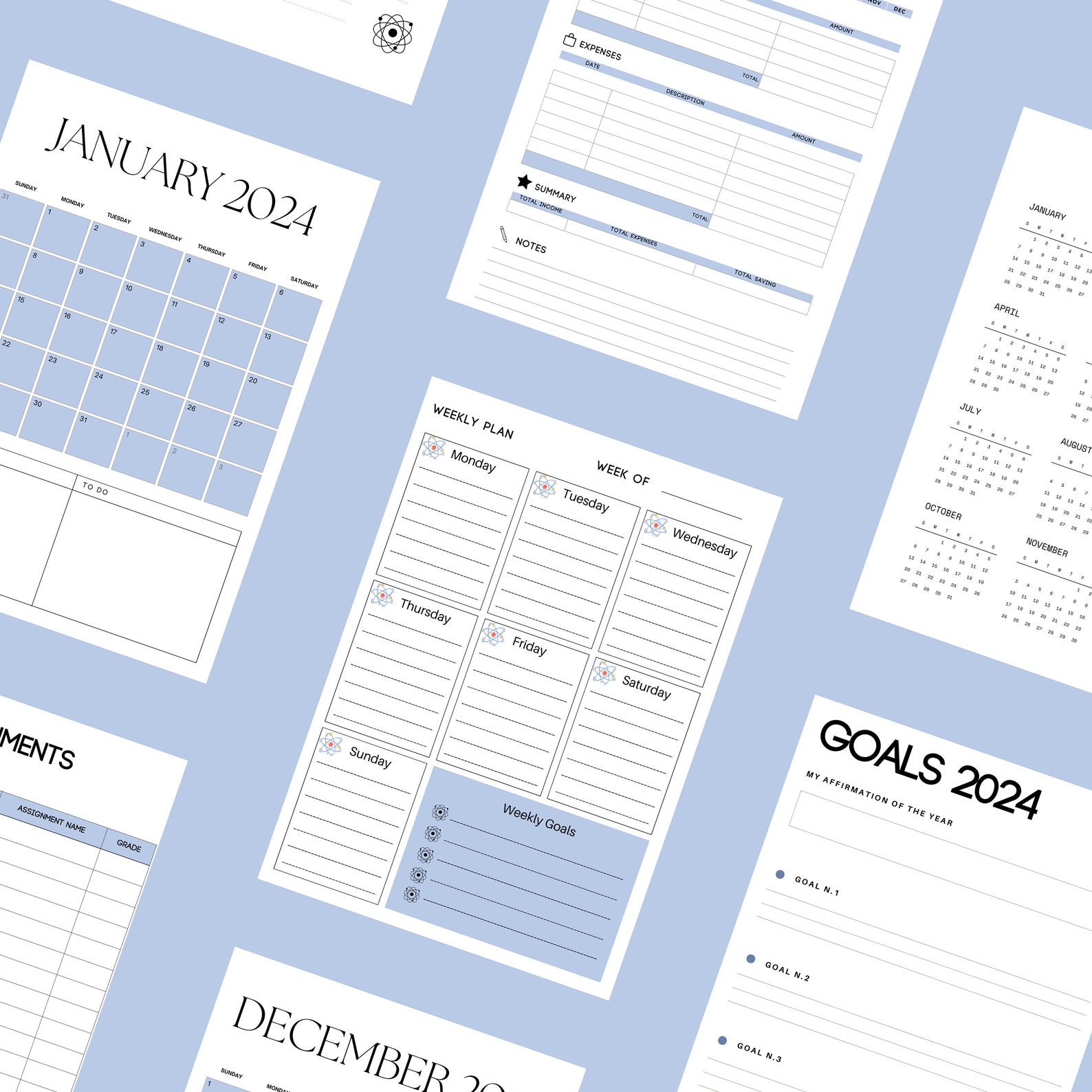 2024 Chemistry Digital Planner 2024 Digital Planner Atom Planner 2024 ...
