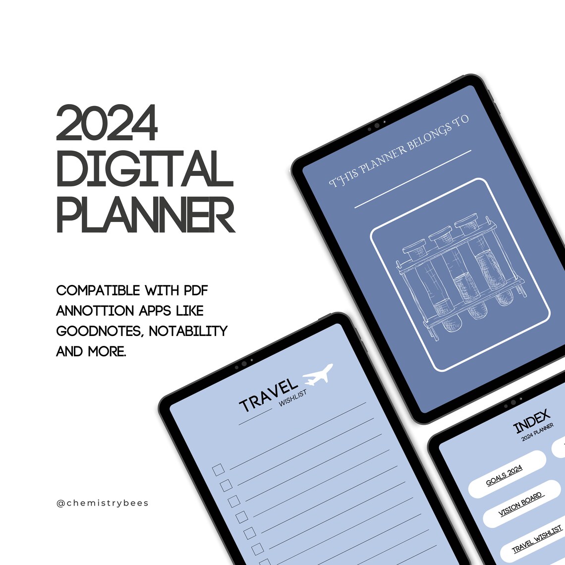2024 Chemistry Digital Planner 2024 Digital Planner Atom Planner 2024 ...