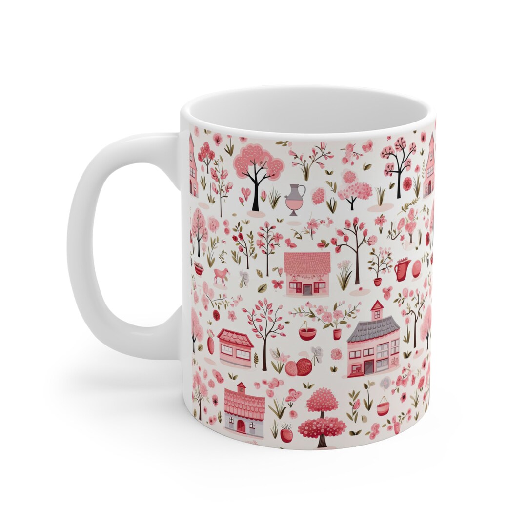 Cottagecore Coffee Cup Gift, Pink Cottage Core Coffee Mug, Valentine's ...