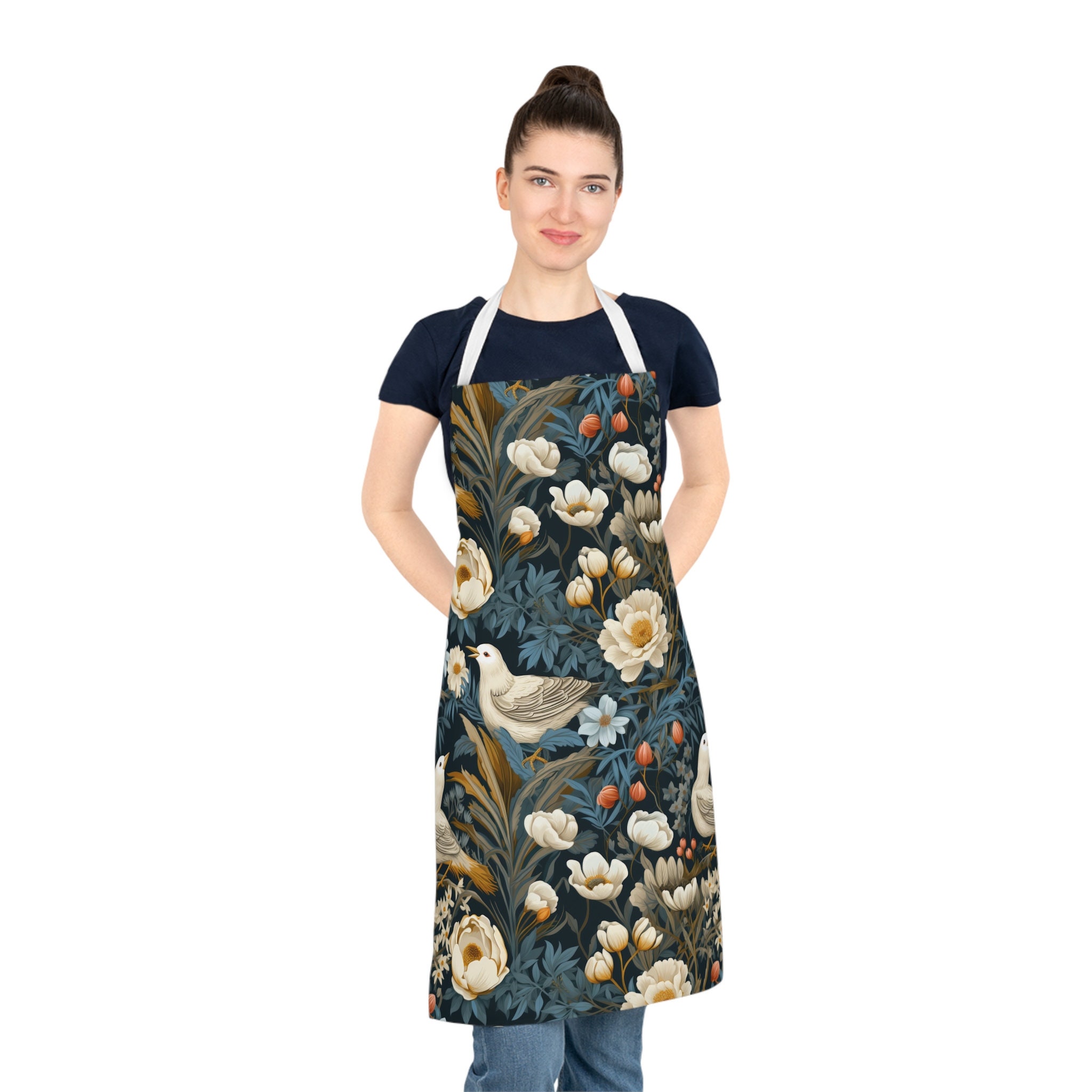 William Morris Inspired Chef Apron | Vintage Floral & Bird Pattern ...