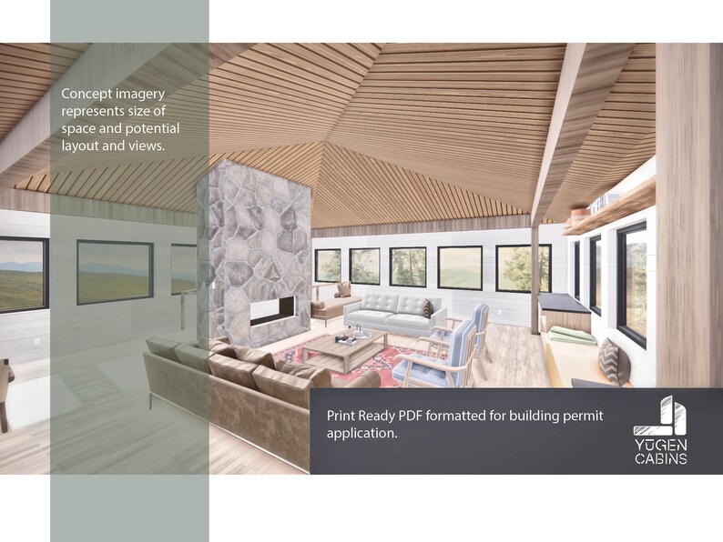 PT Cabin Design Drawings, 1500 Sq. Ft. Lodge Blueprints, PDF Download ...