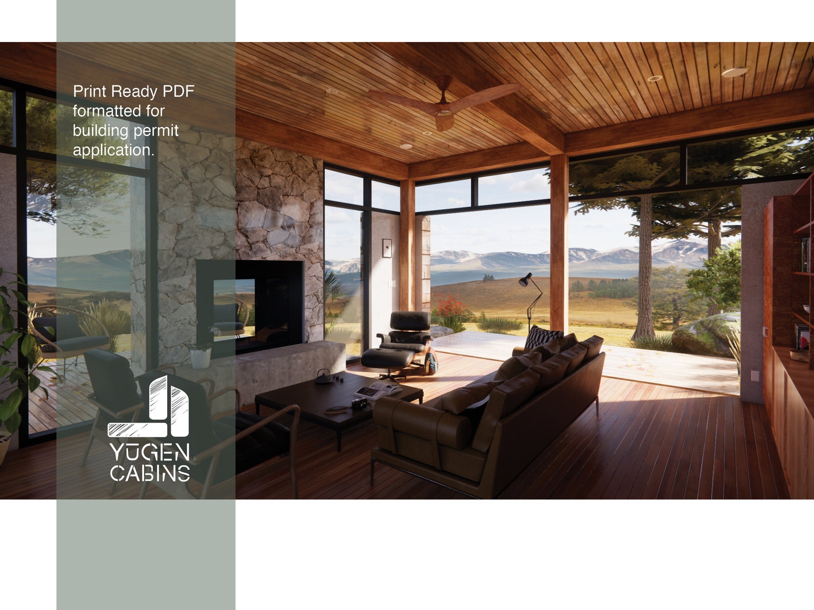 Yugen Studio ADU Cabin Design Drawings: Modern Cottage Blueprint 22'x26 ...