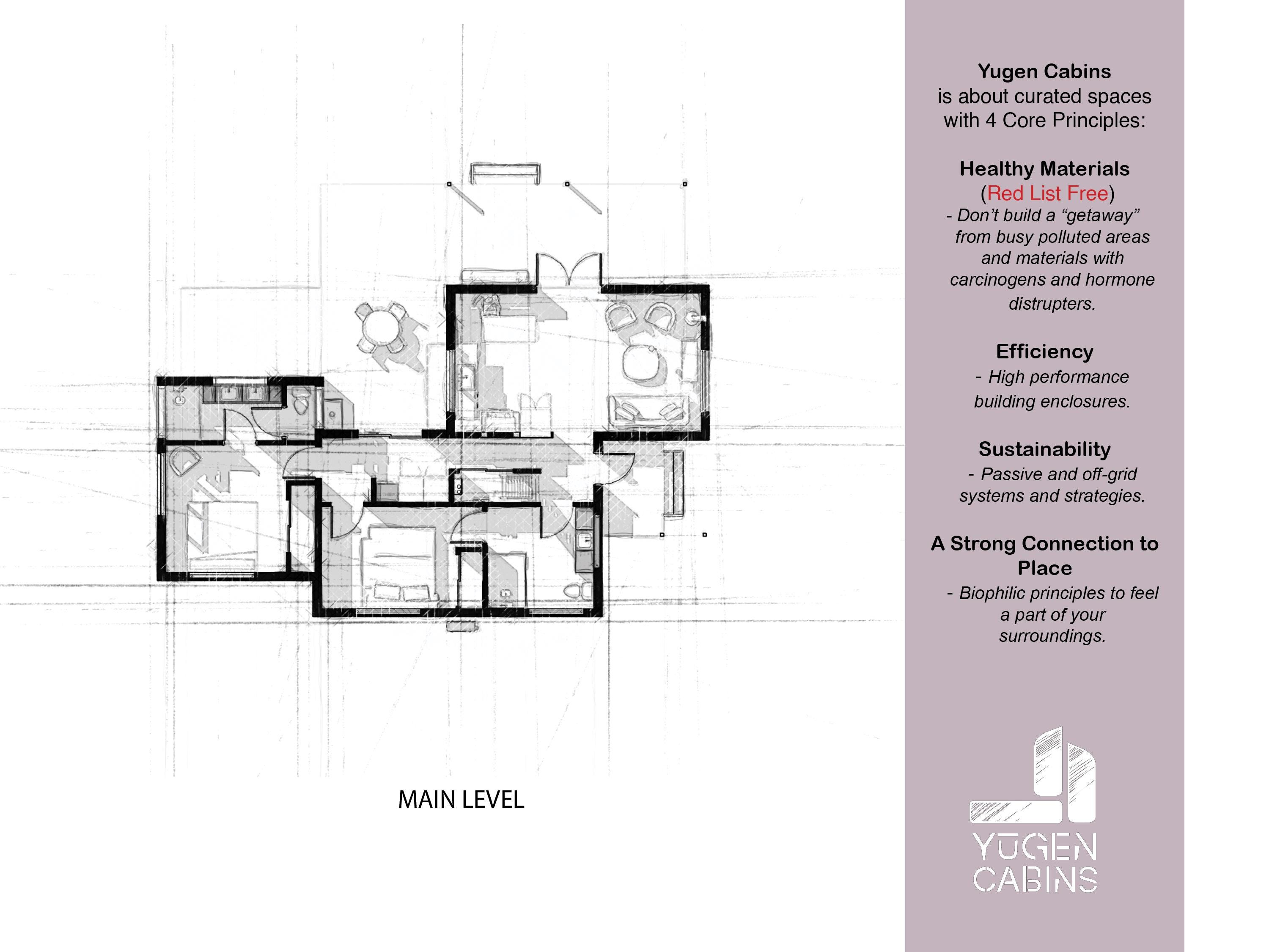 Yugen Redshift 1500 Cabin Plans: 2-bedroom DIY Cottage Blueprint (PDF ...