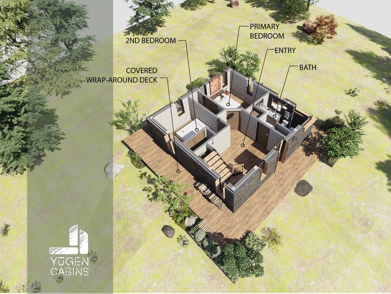 Smokey's 2.0 25' X 25' Lookout Cabin House Plans: Architectural Design ...