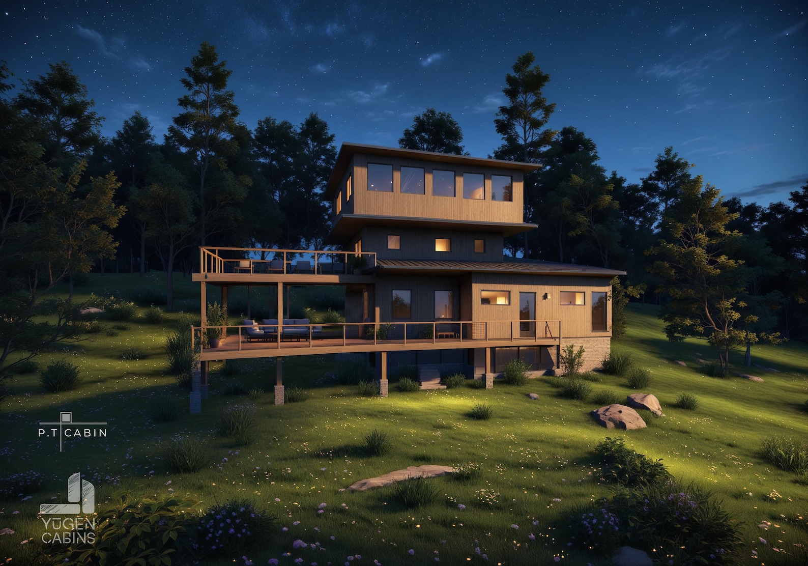 PT Cabin Design Drawings, 1500 Sq. Ft. Lodge Blueprints, PDF Download ...