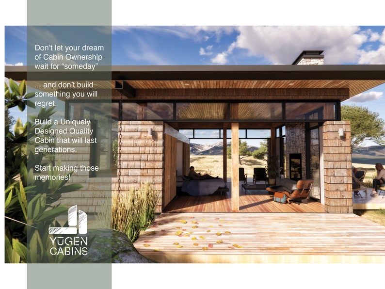 Yugen Studio ADU Cabin Design Drawings: Modern Cottage Blueprint 22'x26 ...
