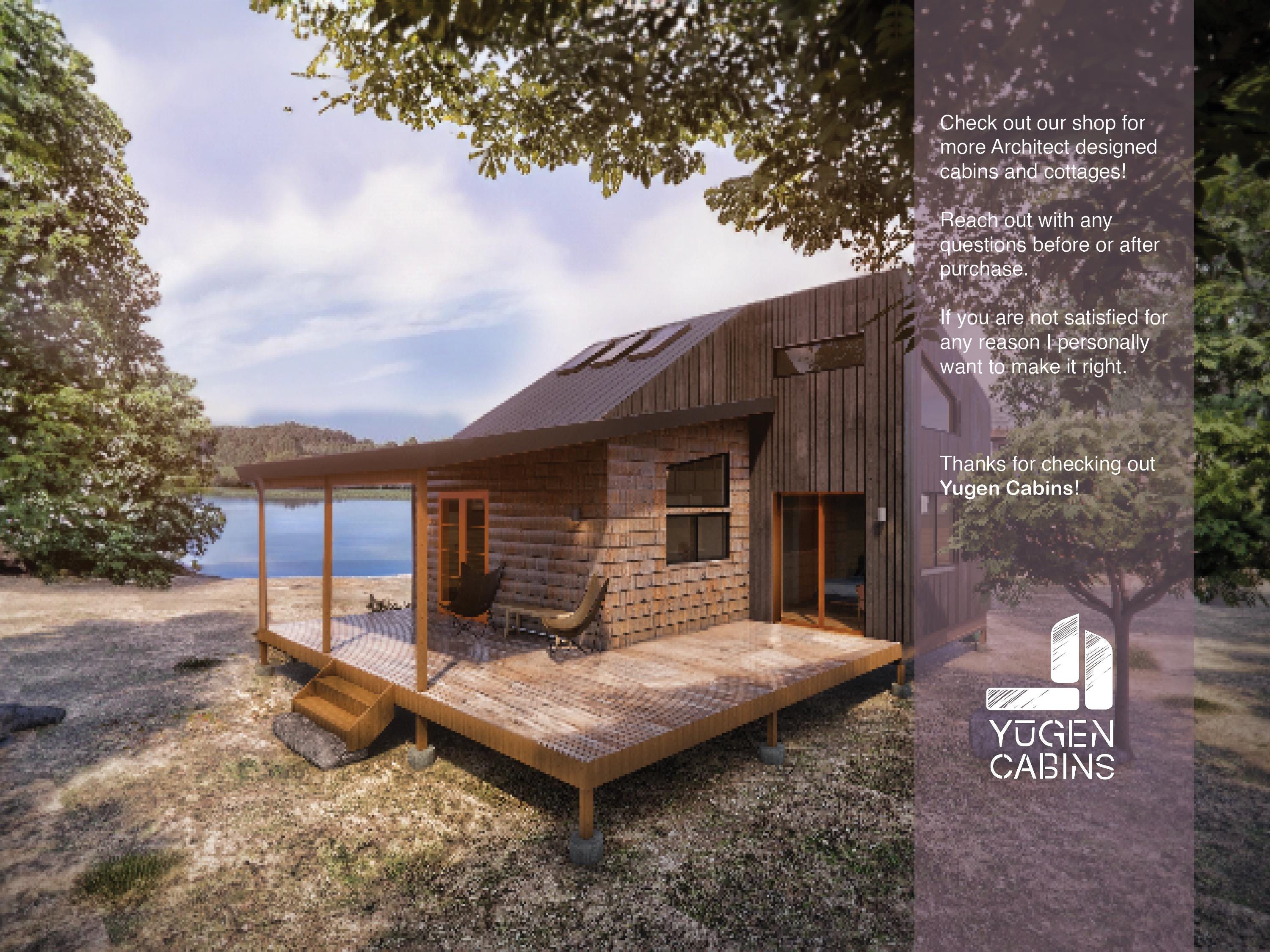 Yugen Redshift 1500 Cabin Plans: 2-bedroom DIY Cottage Blueprint (PDF ...