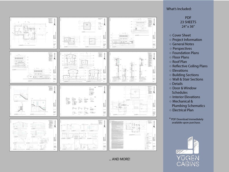 PT Cabin Design Drawings, 1500 Sq. Ft. Lodge Blueprints, PDF Download ...