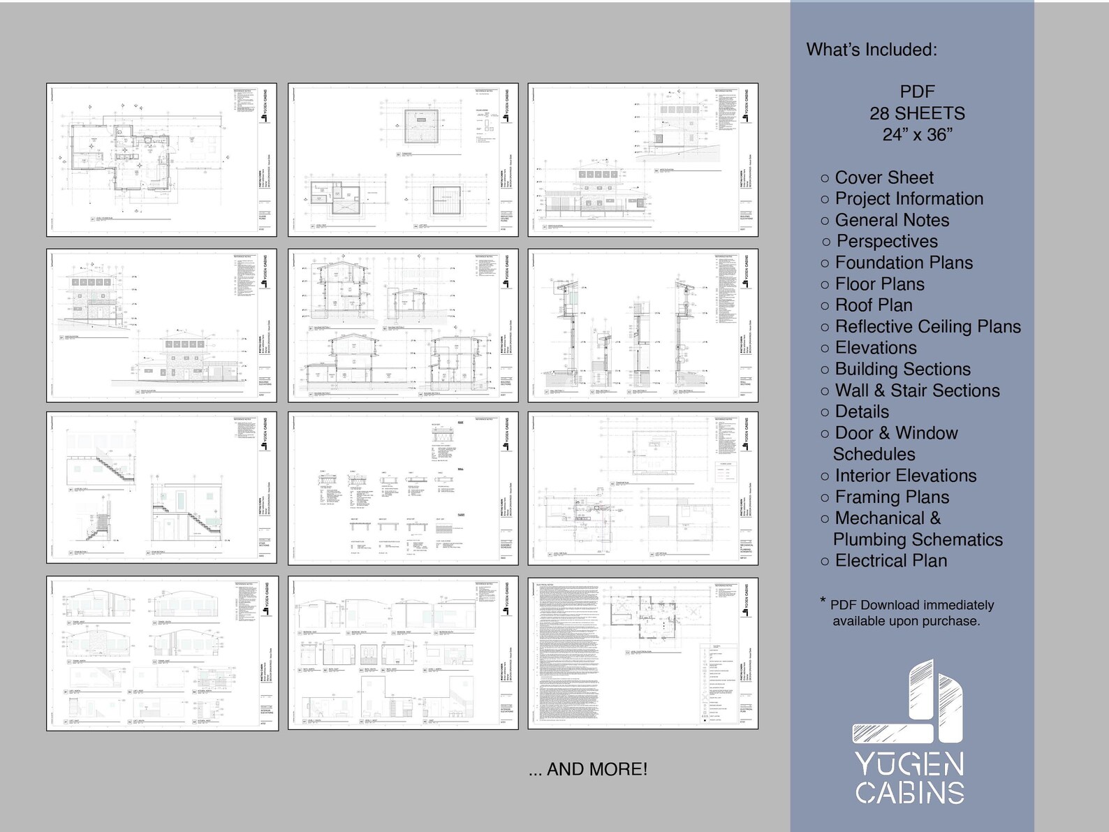 Yugen PT Cabin - 1500 Sq Ft, DIY Plans Bundle: Modern Hillside Cottage ...