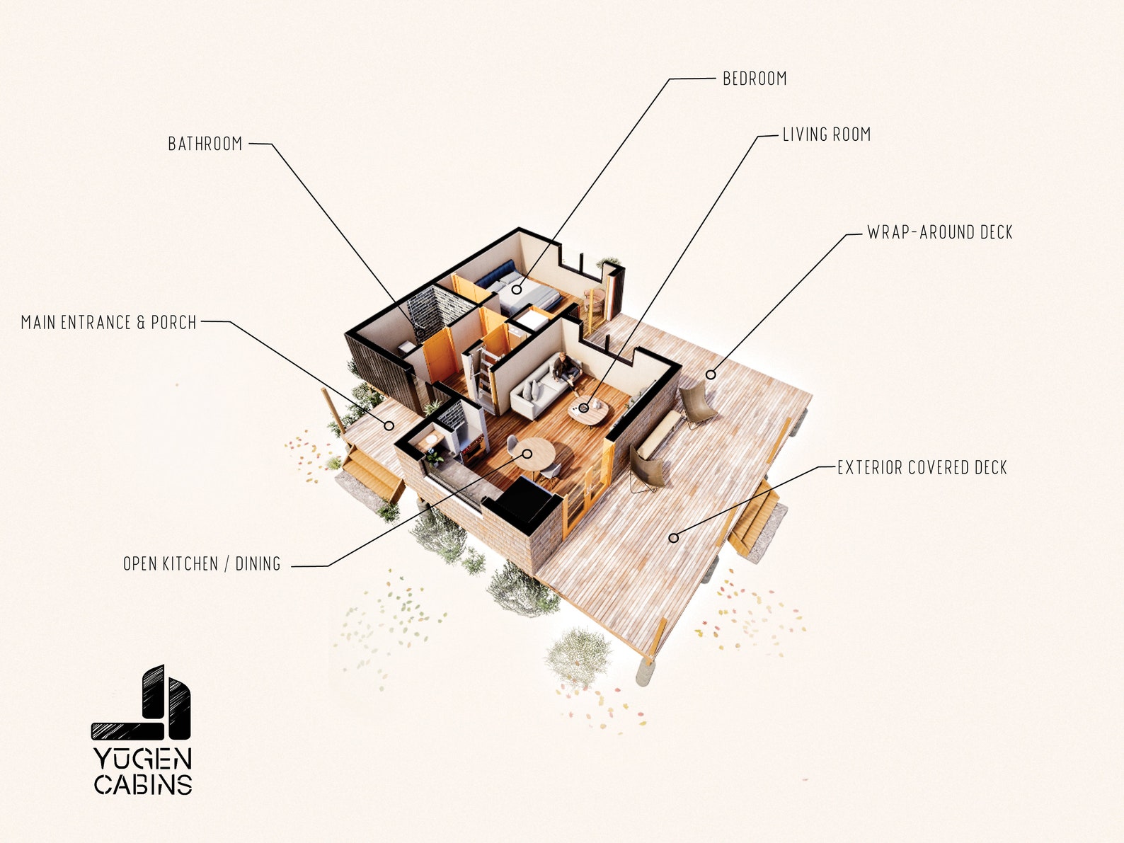 Redshift Cabin 600 Sq. Ft. Cabin Wtih Bunk Loft Design Drawings Plan ...