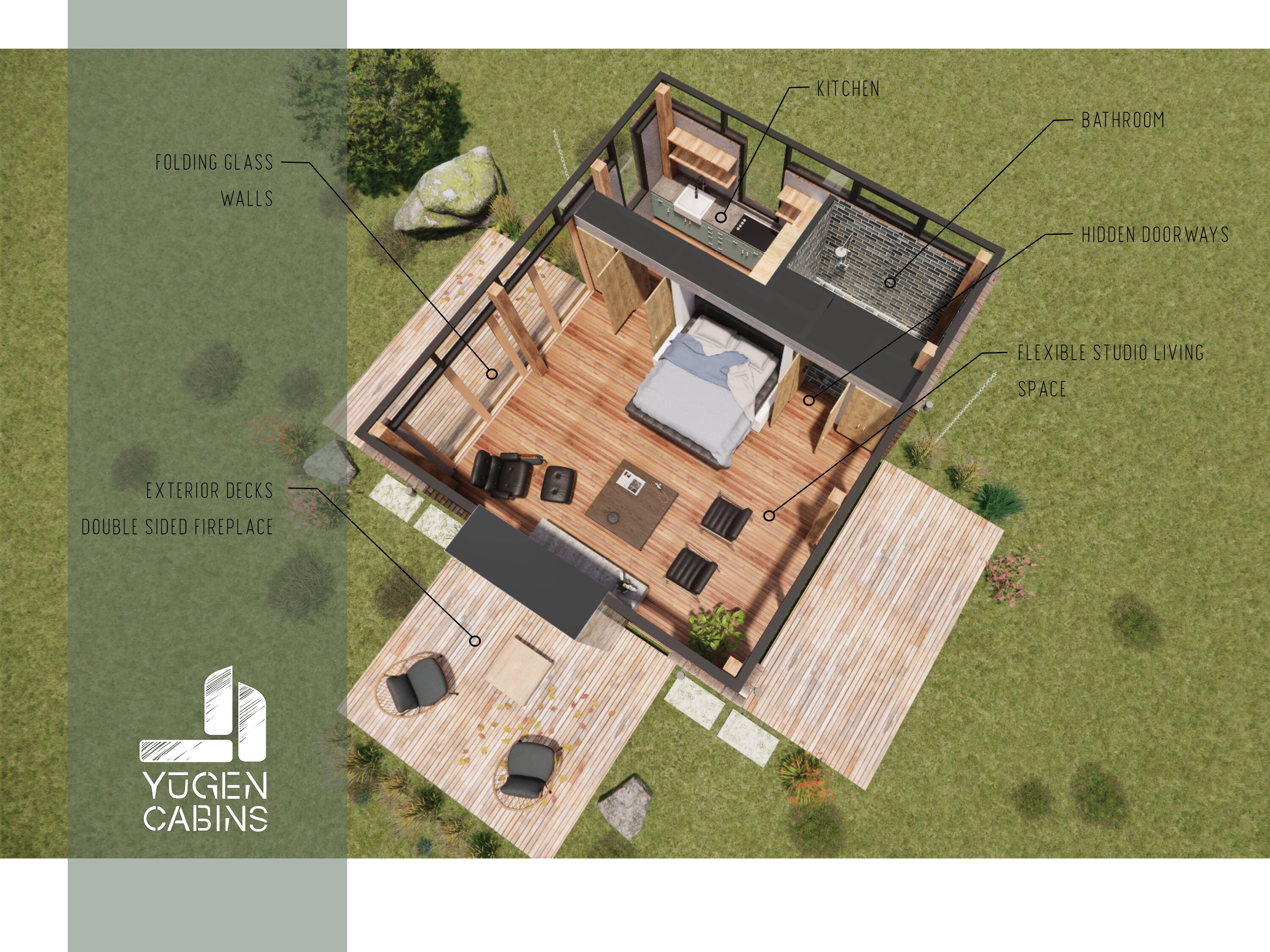 Yugen Studio ADU Cabin Design Drawings: Modern Cottage Blueprint 22'x26 ...