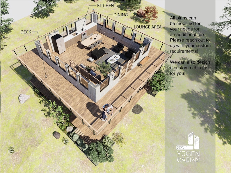 Smokey's 2.0 25' X 25' Lookout Cabin House Plans: Architectural Design ...