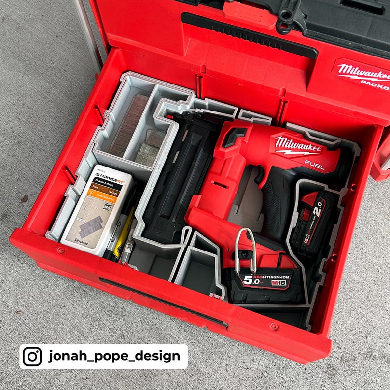 M18 18g Brad Nailer Insert for Milwaukee Packout Drawer | Jonah Pope ...