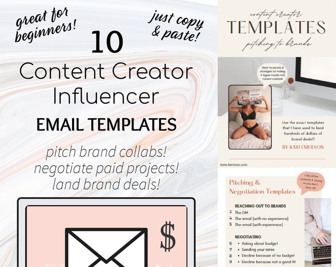 Content Creator 10 Email Templates: Pitching Brand Deals - Etsy