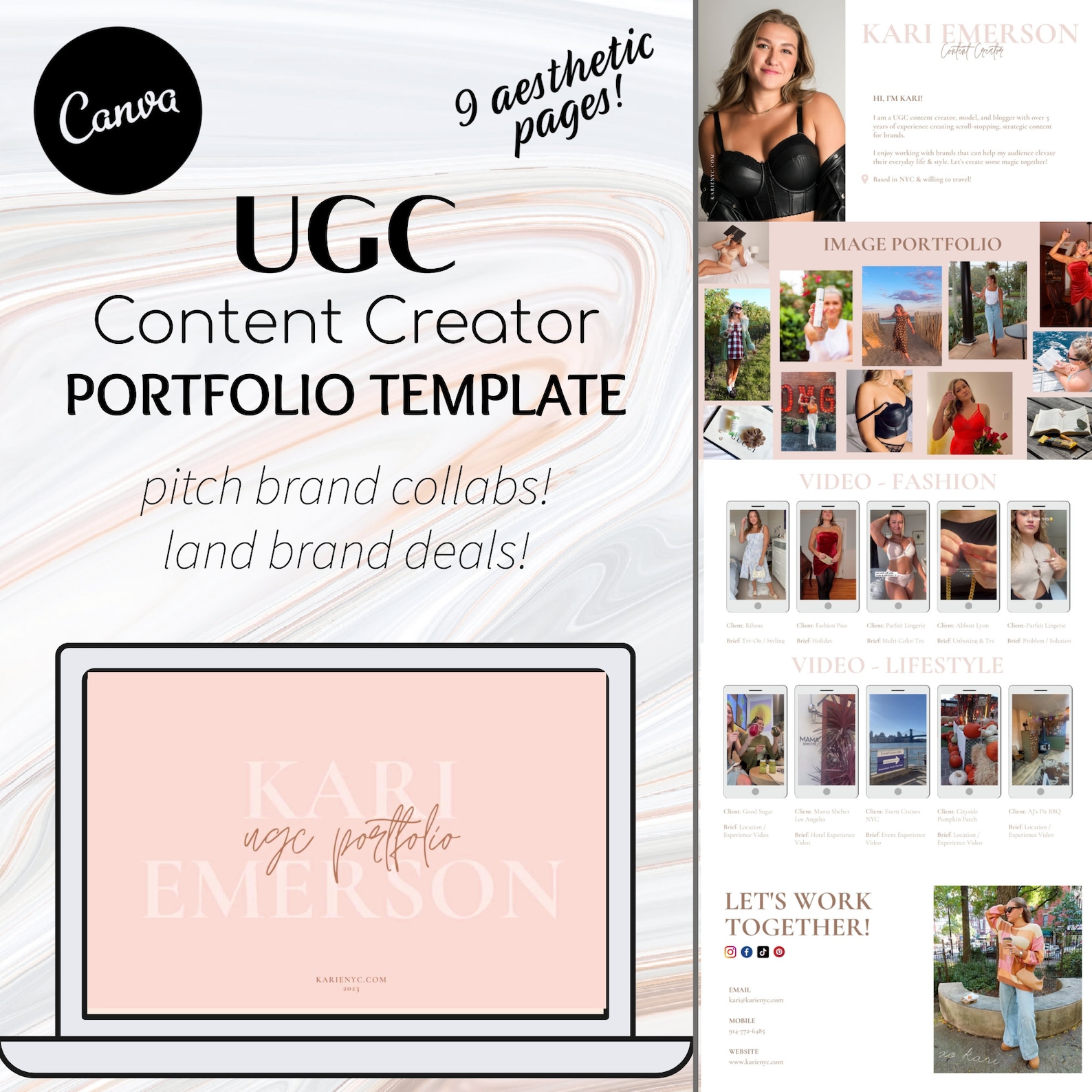 UGC Portfolio Template Fillable blank & Fully Editable on Canva User ...
