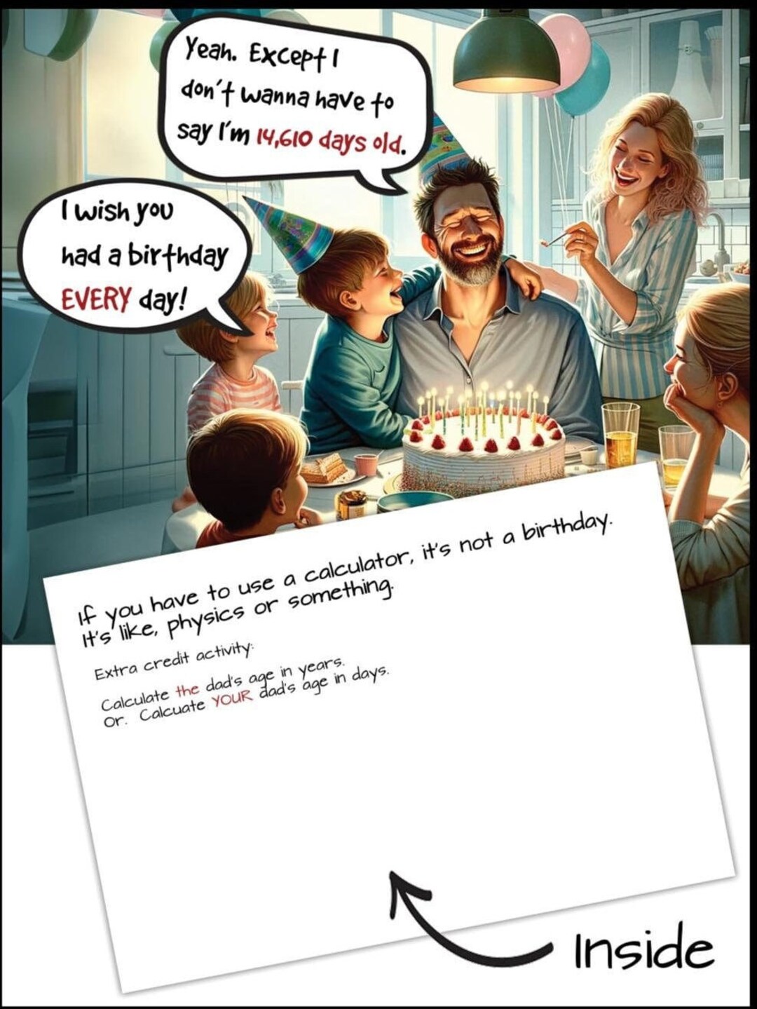 Grußkarte Birthday Ehemann Papa Vater Familie Party Kuchen Witzig Mathe ...