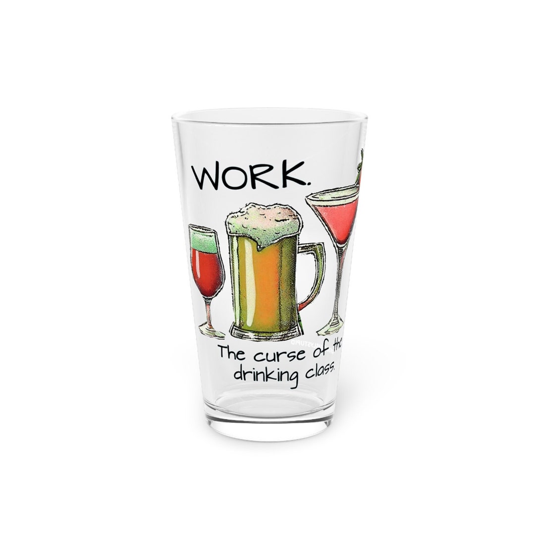 Comic Pint Glass, 16oz Drink Bar Wine Gift Office White Elephant ...