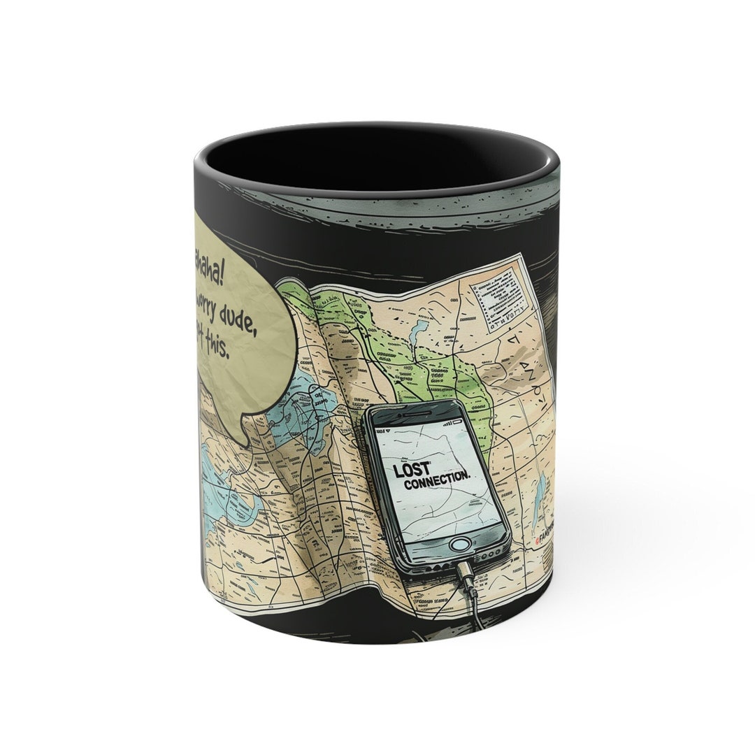 Comic Accent Coffee Mug, 11oz | Gift | Map | Trip | Roadmap | GPS ...