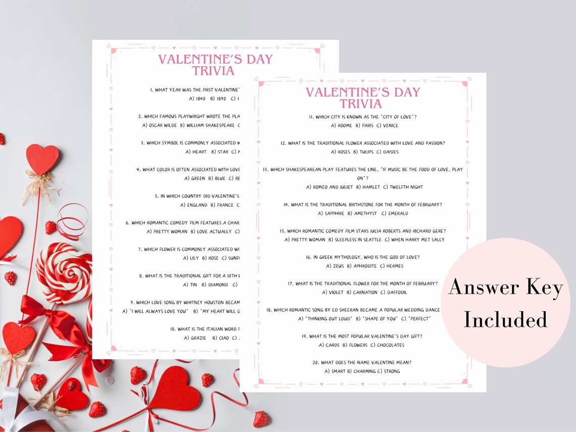 Valentine's Day Trivia Game | Valentine's Day Quiz | Valentine's Day ...