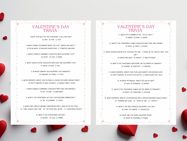 Valentine's Day Trivia Game | Valentine's Day Quiz | Valentine's Day ...
