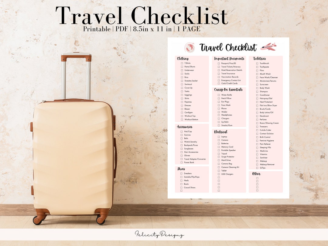 Travel Checklist | Packing Checklist | Travel Packing Checklist ...