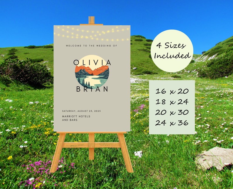 Welcome Wedding Sign Template Mountain Welcome Sign Forest Wedding ...