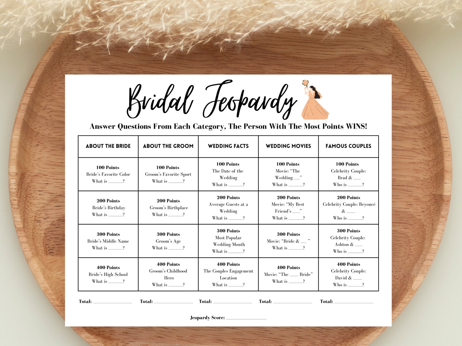 Bridal Feud Game | Bridal Shower Jeopardy Game | Bridal Jeopardy ...