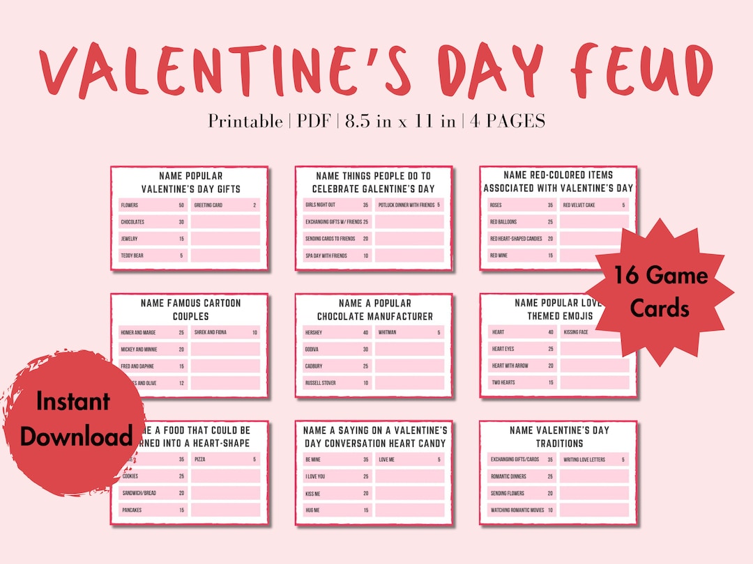 Valentine's Day Friendly Feud Game | Valentine's Day Party Game ...