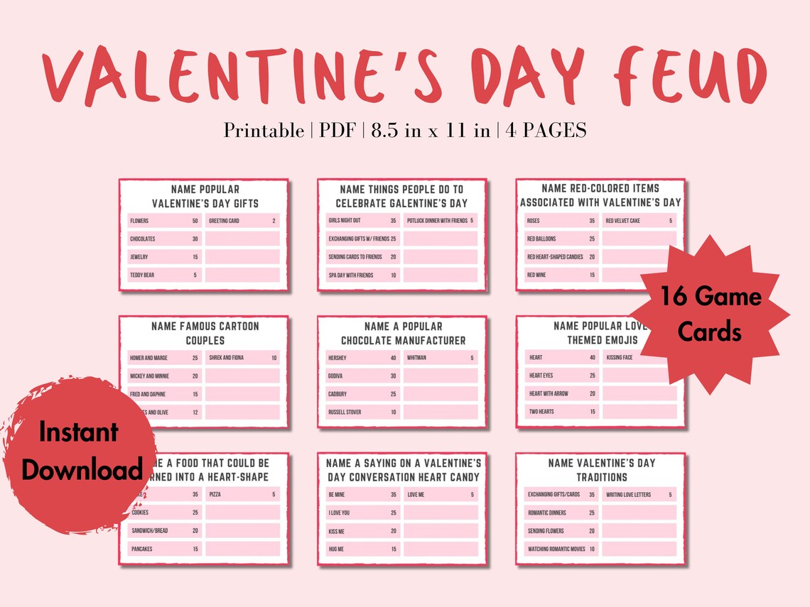 Valentine's Day Friendly Feud Game | Valentine's Day Party Game ...